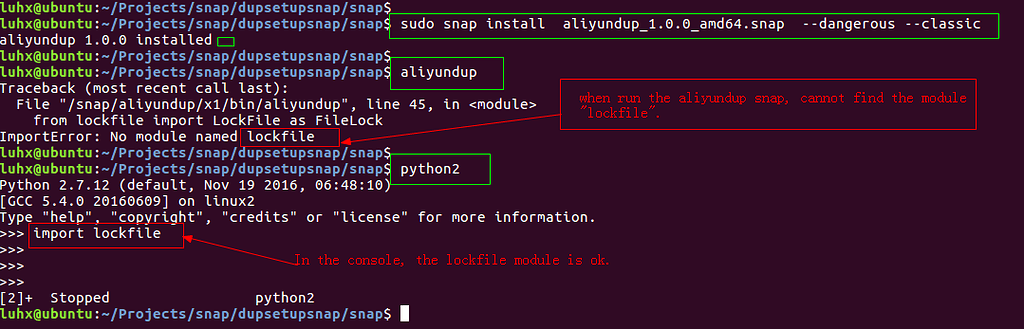 Aliyundup snap based on python - snapcraft - snapcraft.io