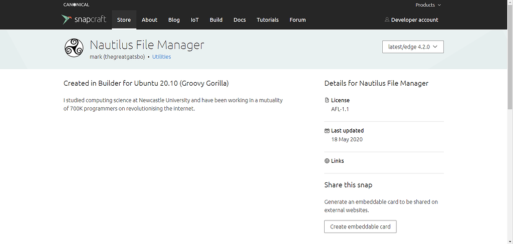 Maybe create a new version for nautilus in snapcraft to take care of ...